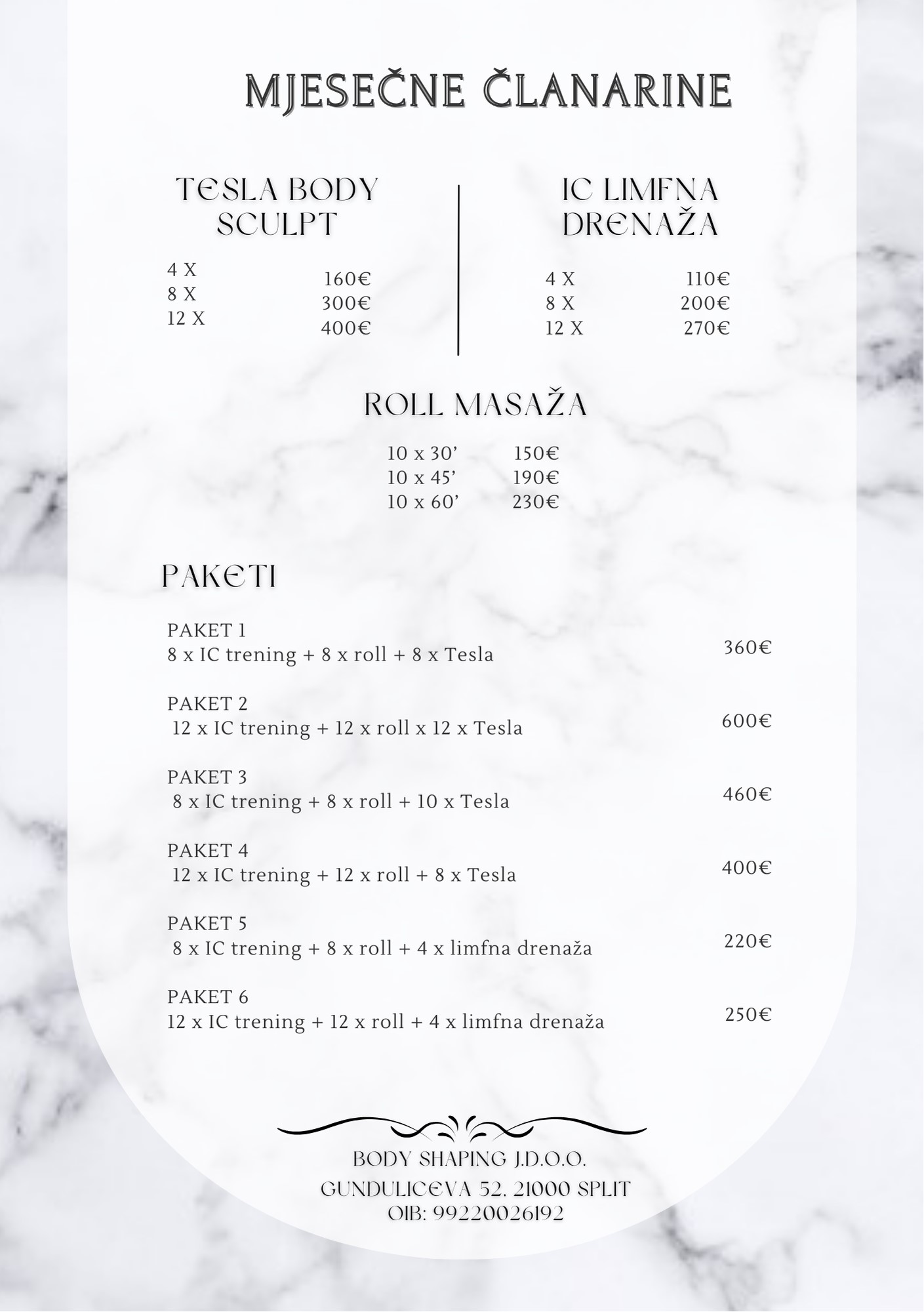 Cjenik | Fire Body Strožanac